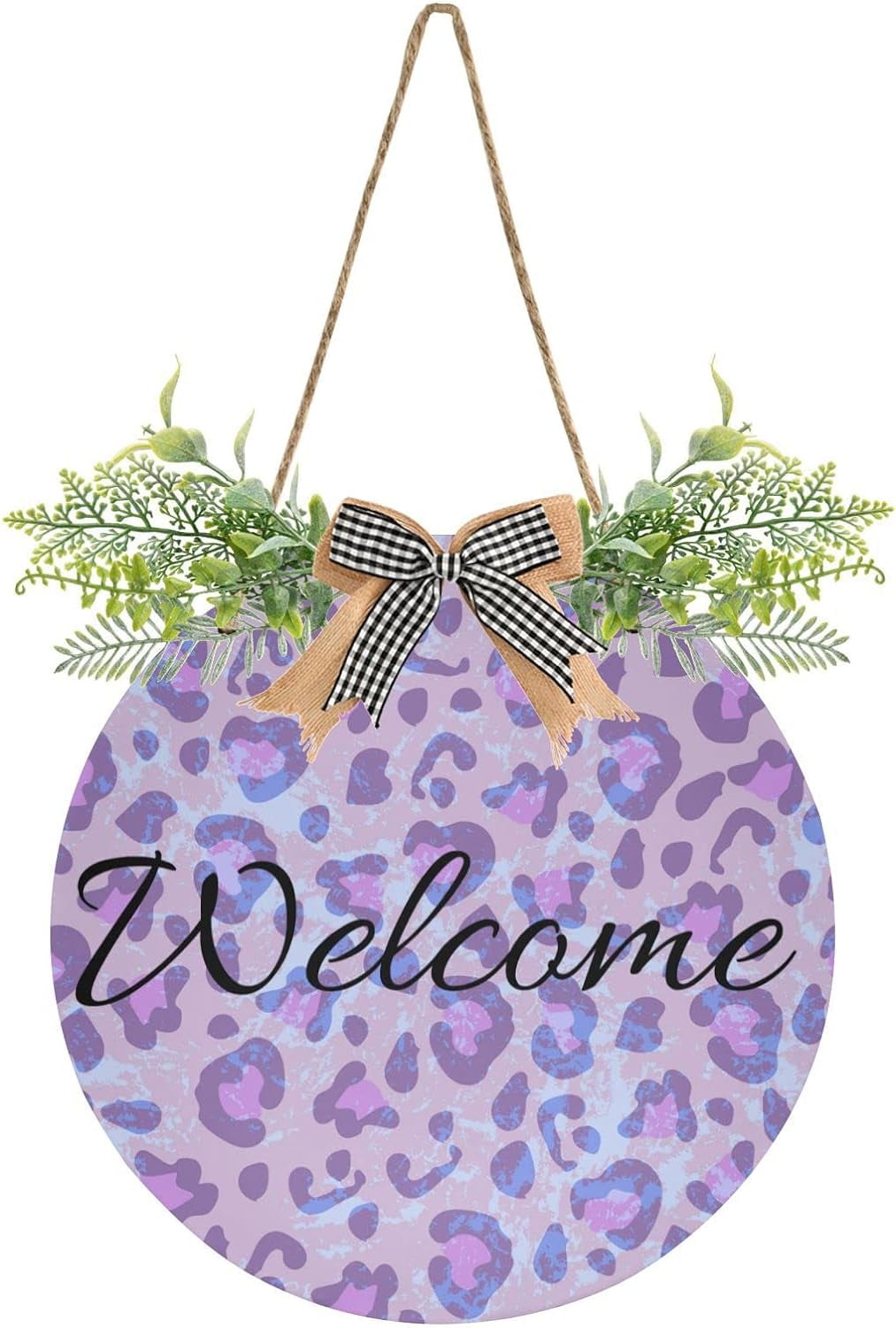 Sexy Leopard Print Welcome Sign for Front Door, Round Sign Hanging ...