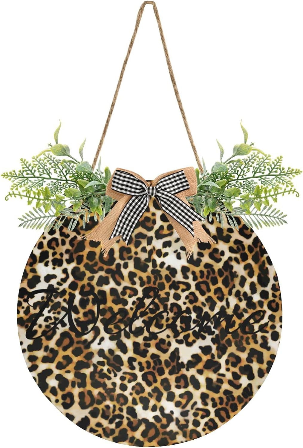 Sexy Leopard Print Welcome Sign for Front Door, Round Sign Hanging ...