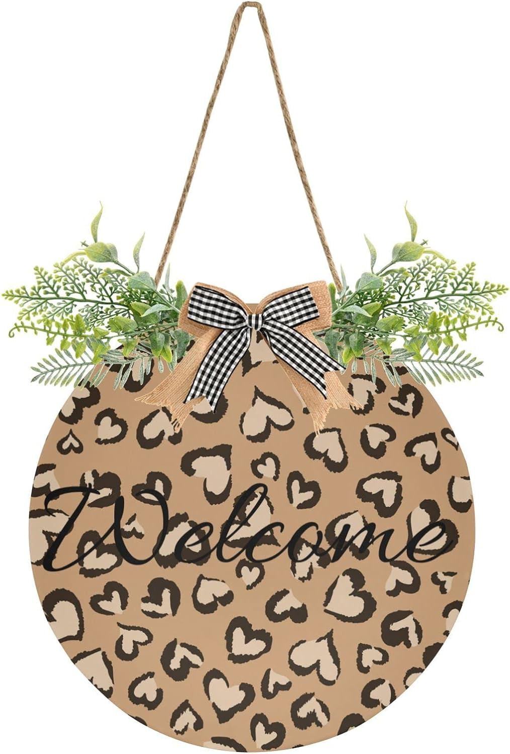 Sexy Leopard Print Welcome Sign for Front Door, Round Sign Hanging ...