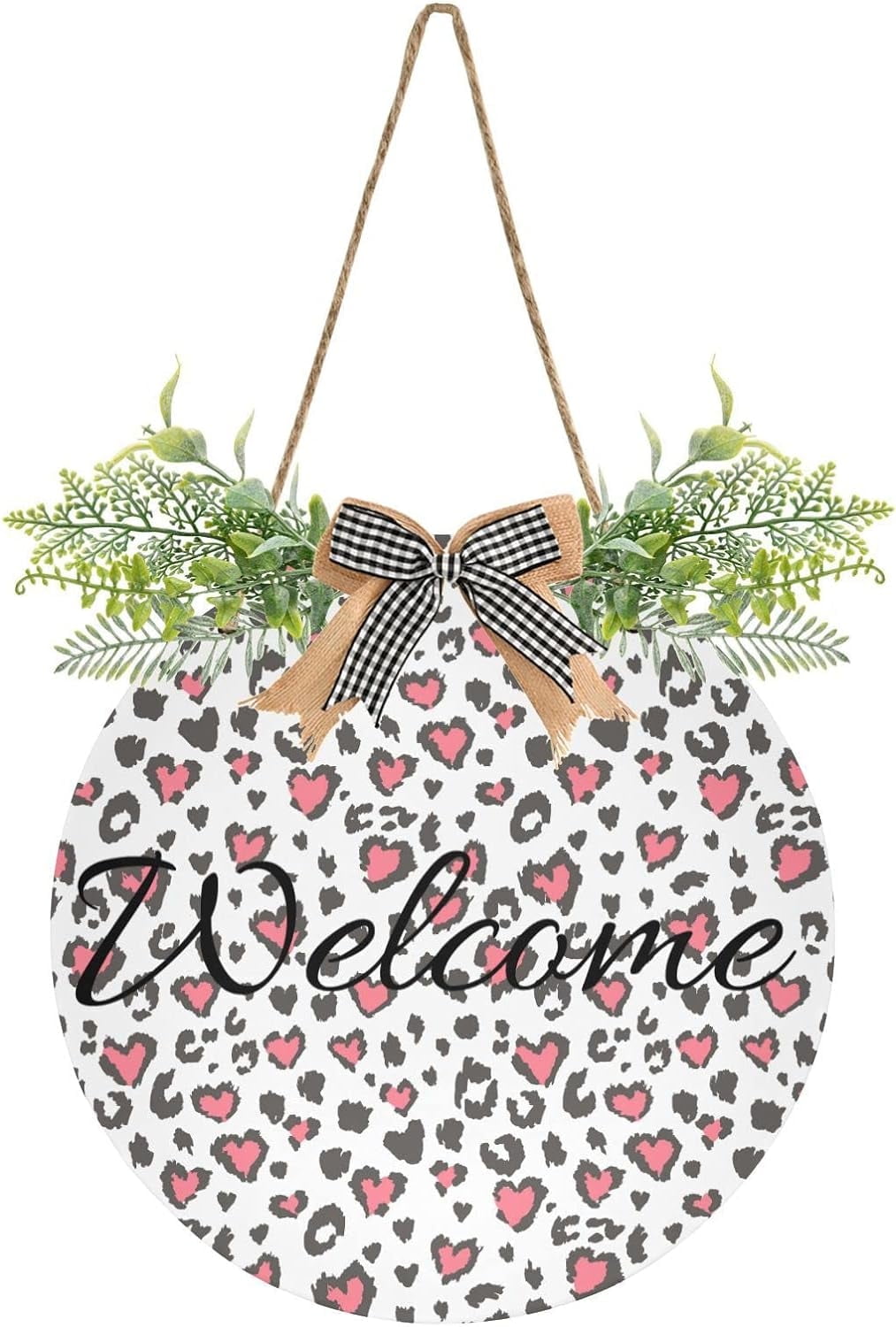 Sexy Leopard Print Welcome Sign for Front Door, Round Sign Hanging ...