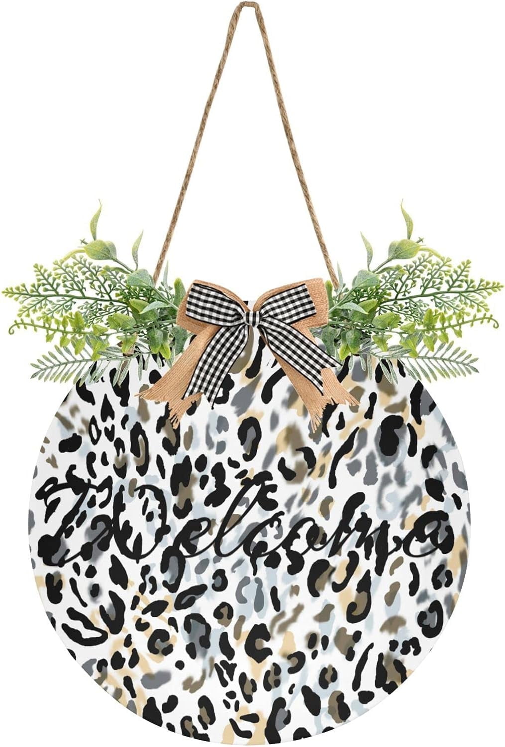 Sexy Leopard Print Welcome Sign for Front Door, Round Sign Hanging ...