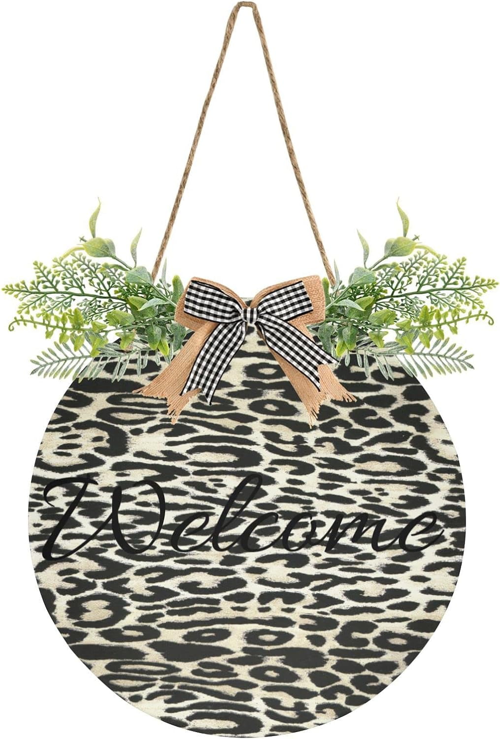 Sexy Leopard Print Welcome Sign for Front Door, Round Sign Hanging ...
