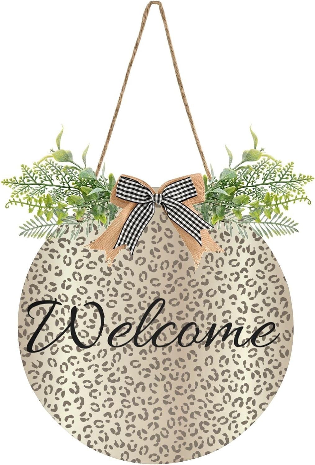 Sexy Leopard Print Welcome Sign for Front Door, Round Sign Hanging ...