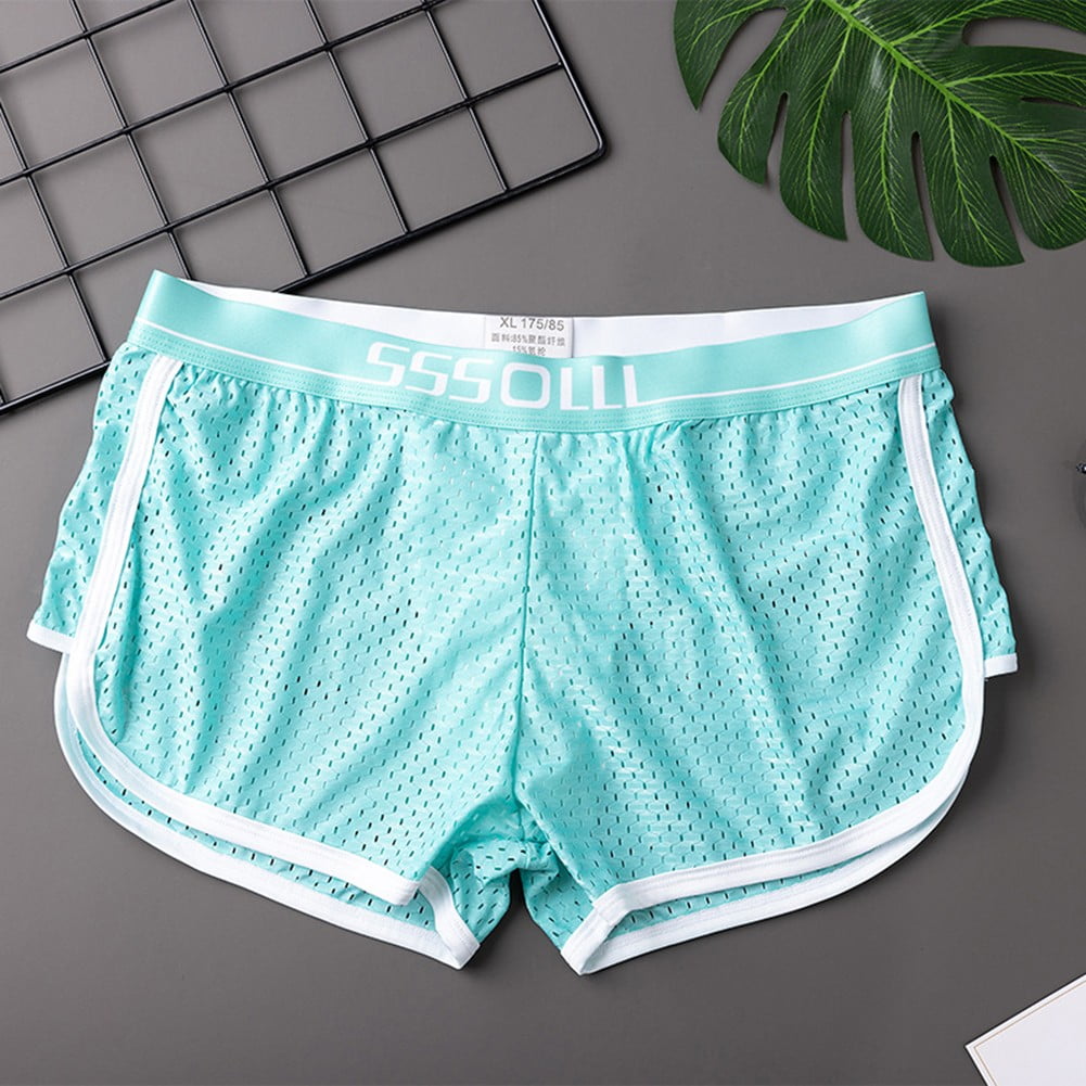 Sexy Men Ice Silk Seamless Boxer Briefs Pouch Underwear Shorts Trunks ...