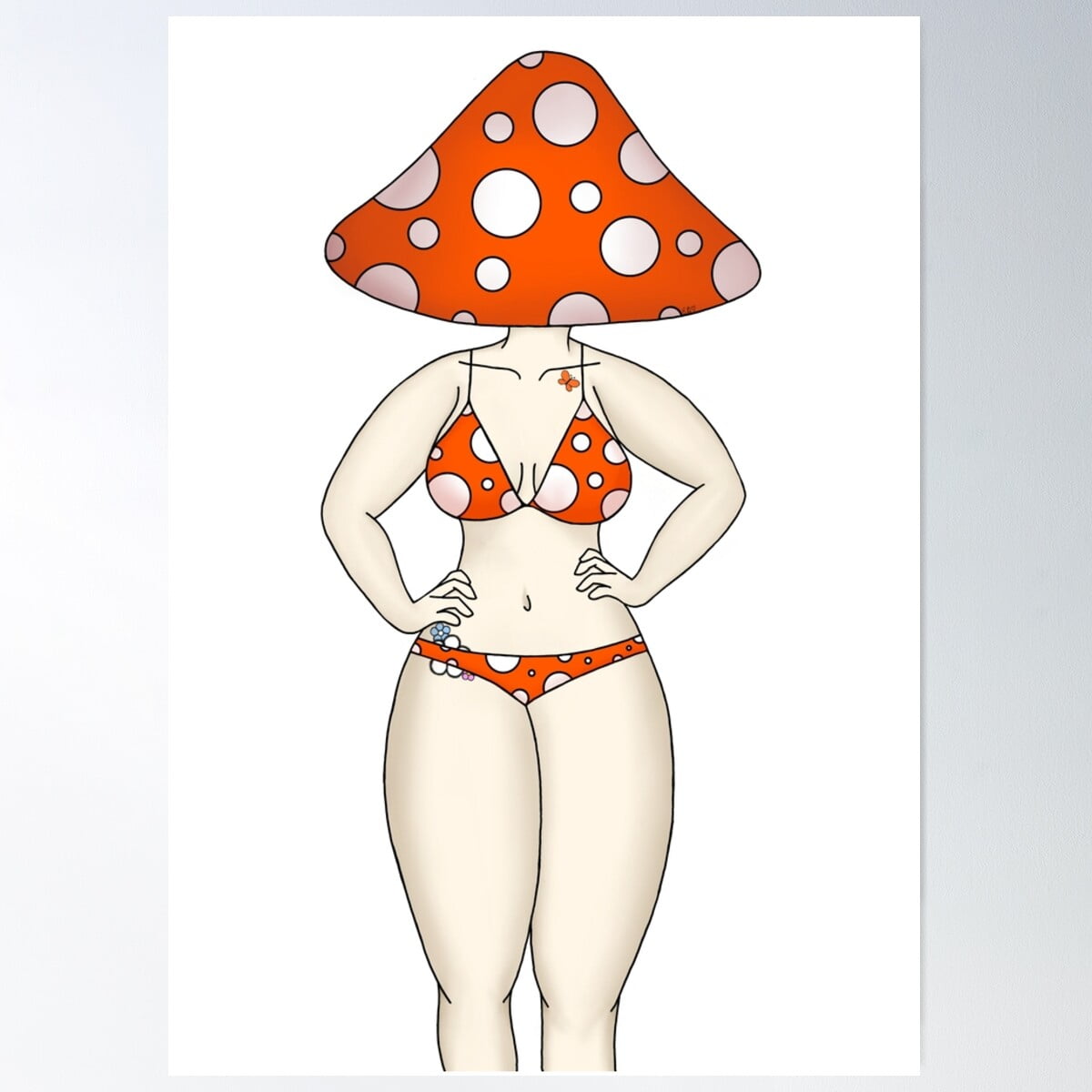 Sexy Mushroom Lady Orange Poster Wall Art Modern Wall Decor For Living 3962