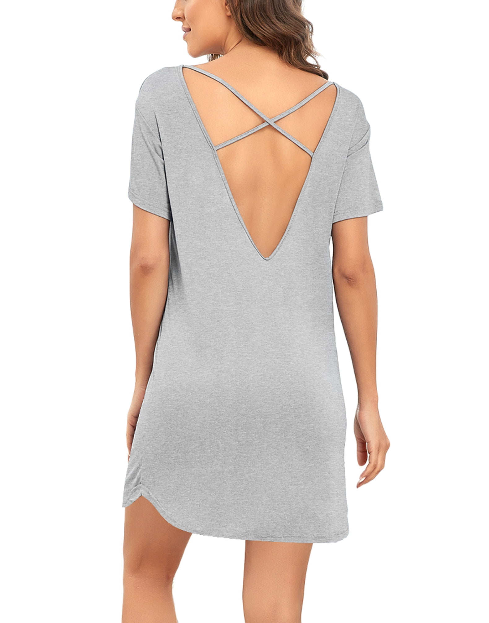 Sexy Nightgown for Women, Modal Crisscross Pajamas Backless Sleepwear ...