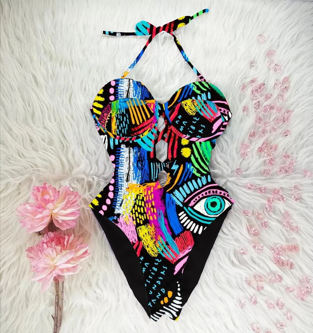 Sexy One Piece Swimsuit Underwire Swimwear Women Push Up Bathing Suits ...