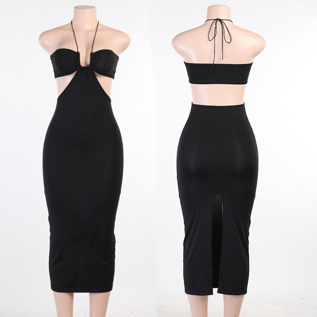 Sexy Party Dress Women Summer Corset Dress Wrap Chest Hollow Out