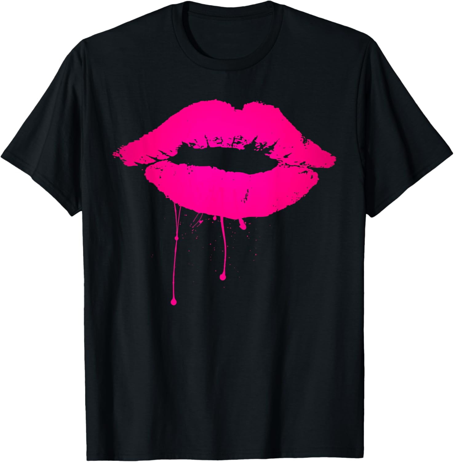 Sexy Pink Hot Lips T Shirt: Neon 80s Lipstick Kiss Party Tee T-Shirt ...