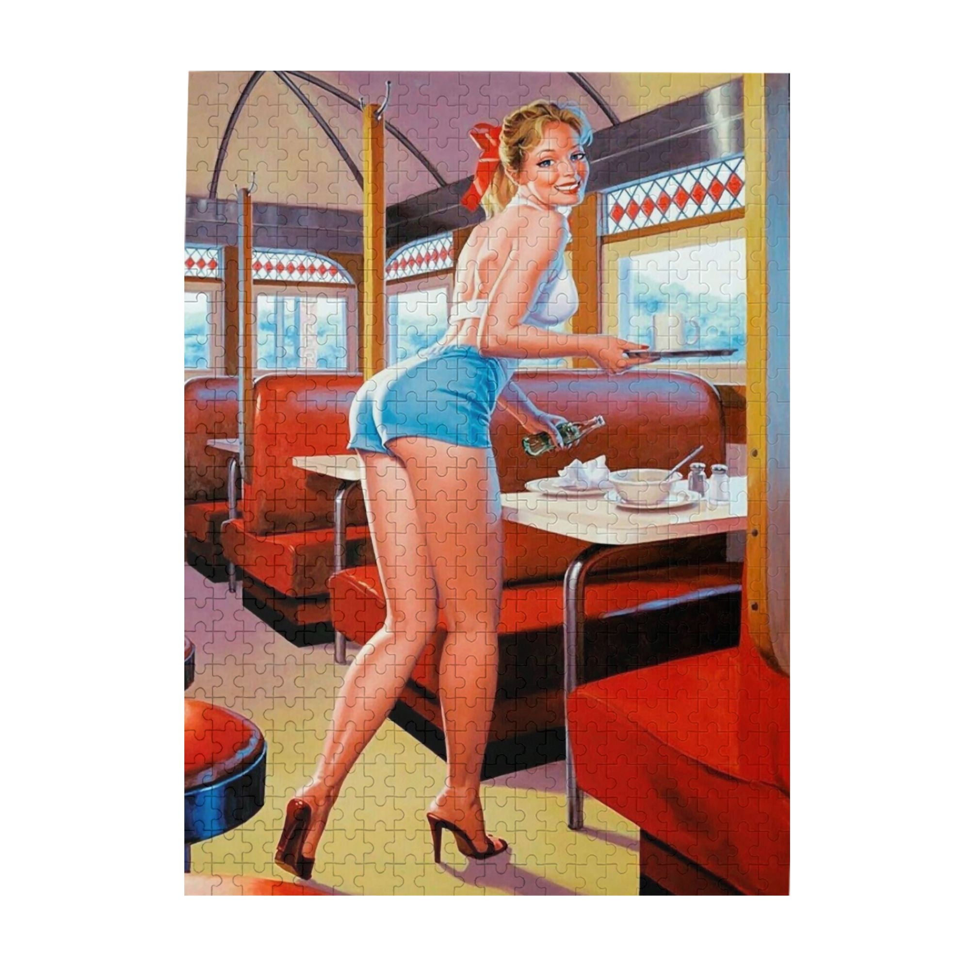 Sexy Pinup Waitress Drive Thru Diner Usa America Metal Sign Vintage Effectdining Room Decor