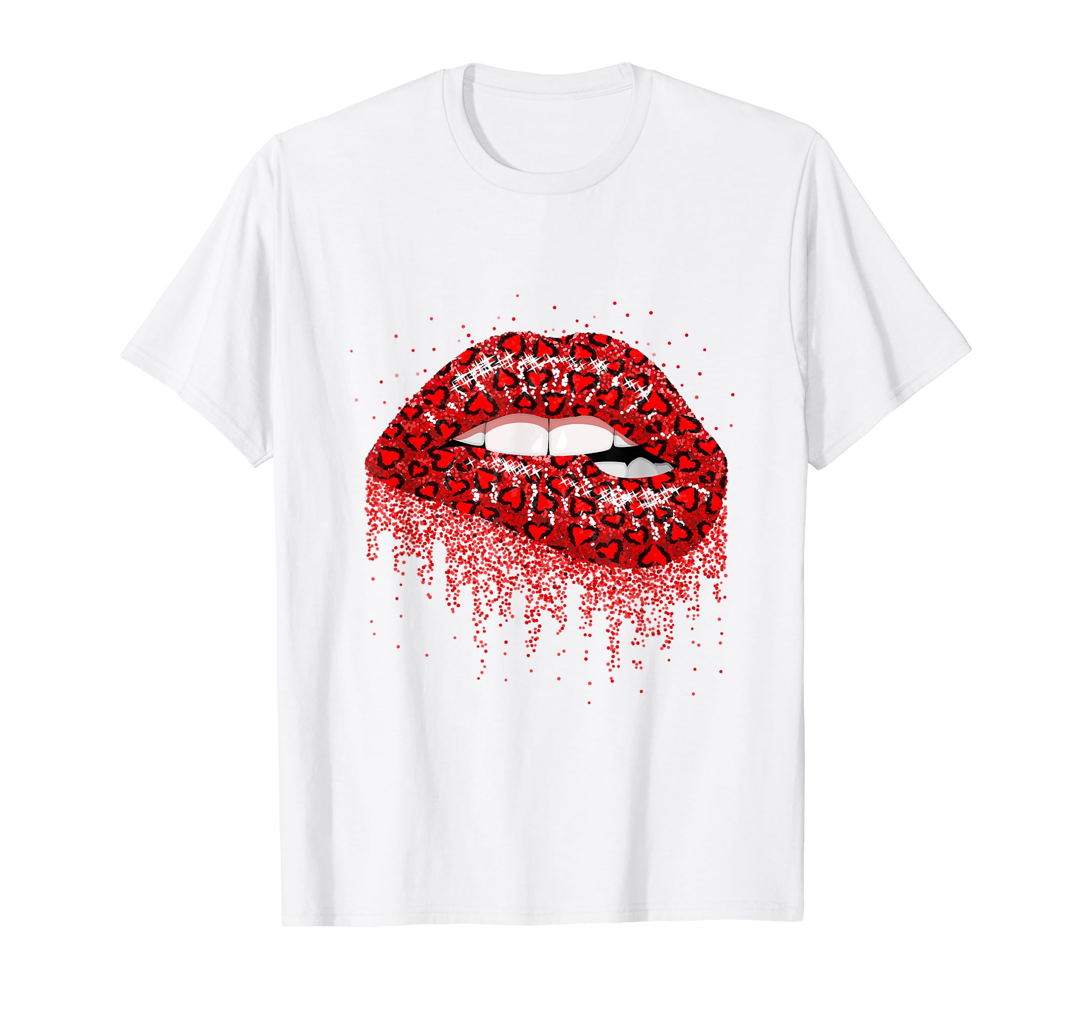 Sexy Red Lip Biting Red Heart Dripping Lips For Kissing T-Shirt ...