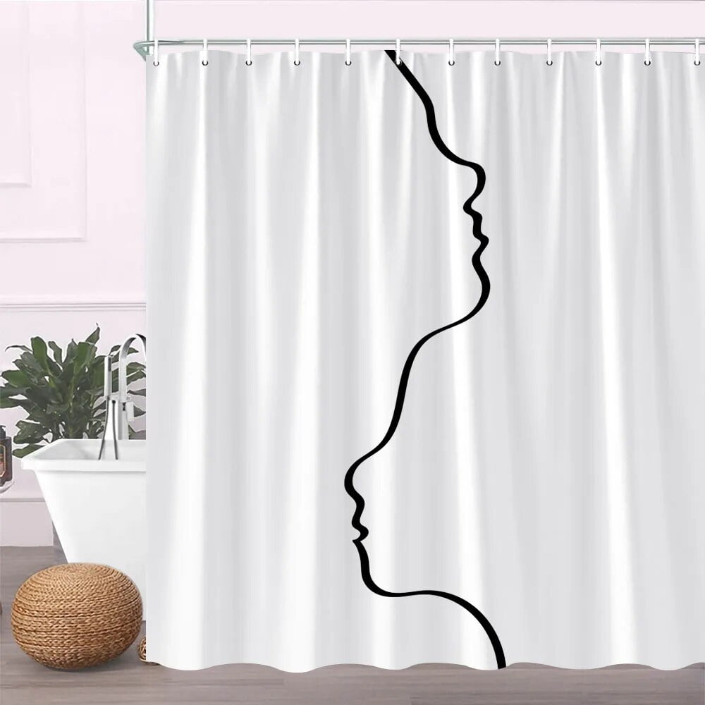Sexy Red Lips Shower Curtain Mysterious Woman Perfume Bottle Lipstick