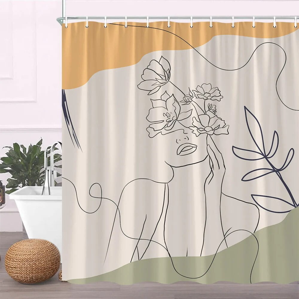 Sexy Red Lips Shower Curtain Mysterious Woman Perfume Bottle Lipstick