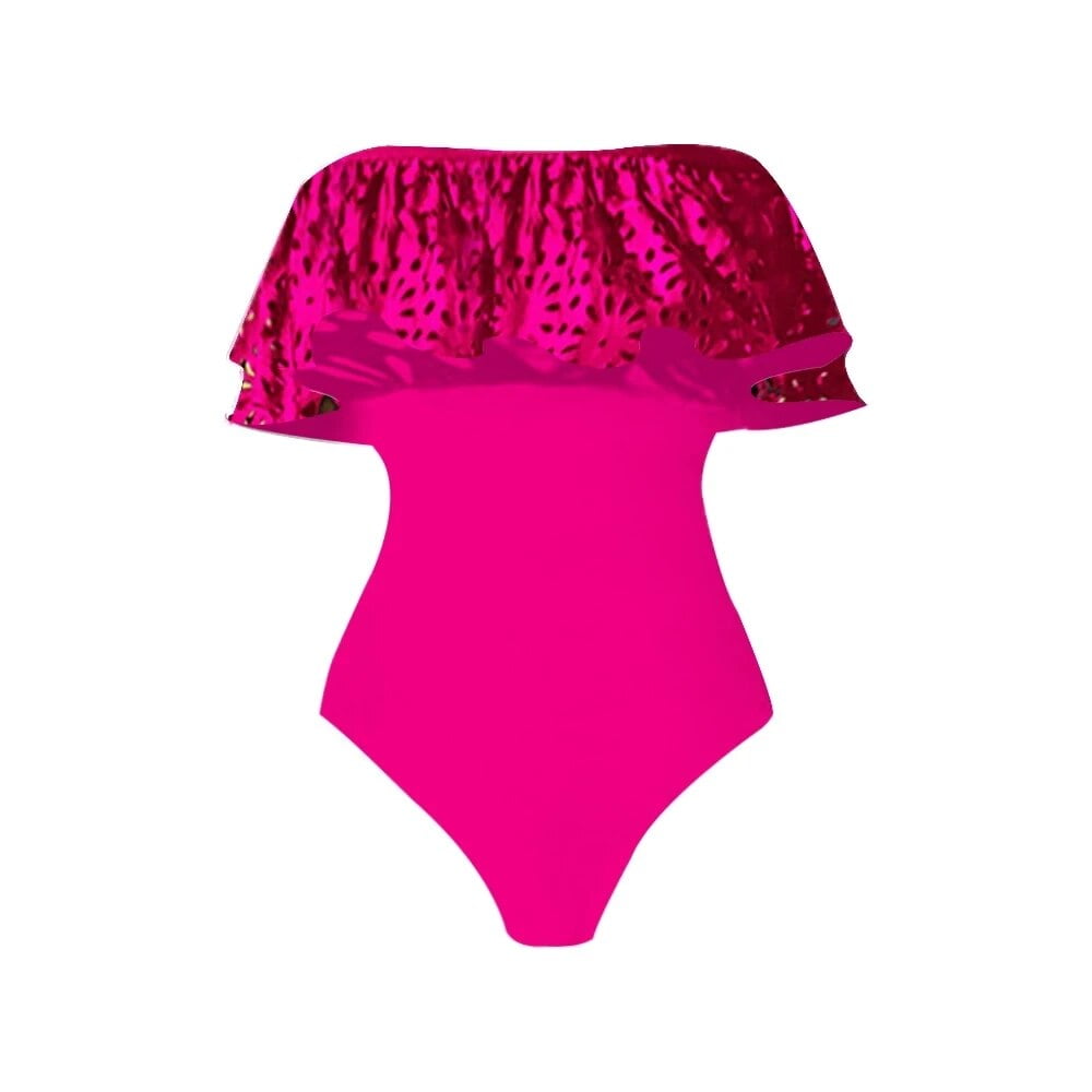 Sexy Ruffle One Piece Swimsuit Women Swimwear with Skirt Monokini Print ...