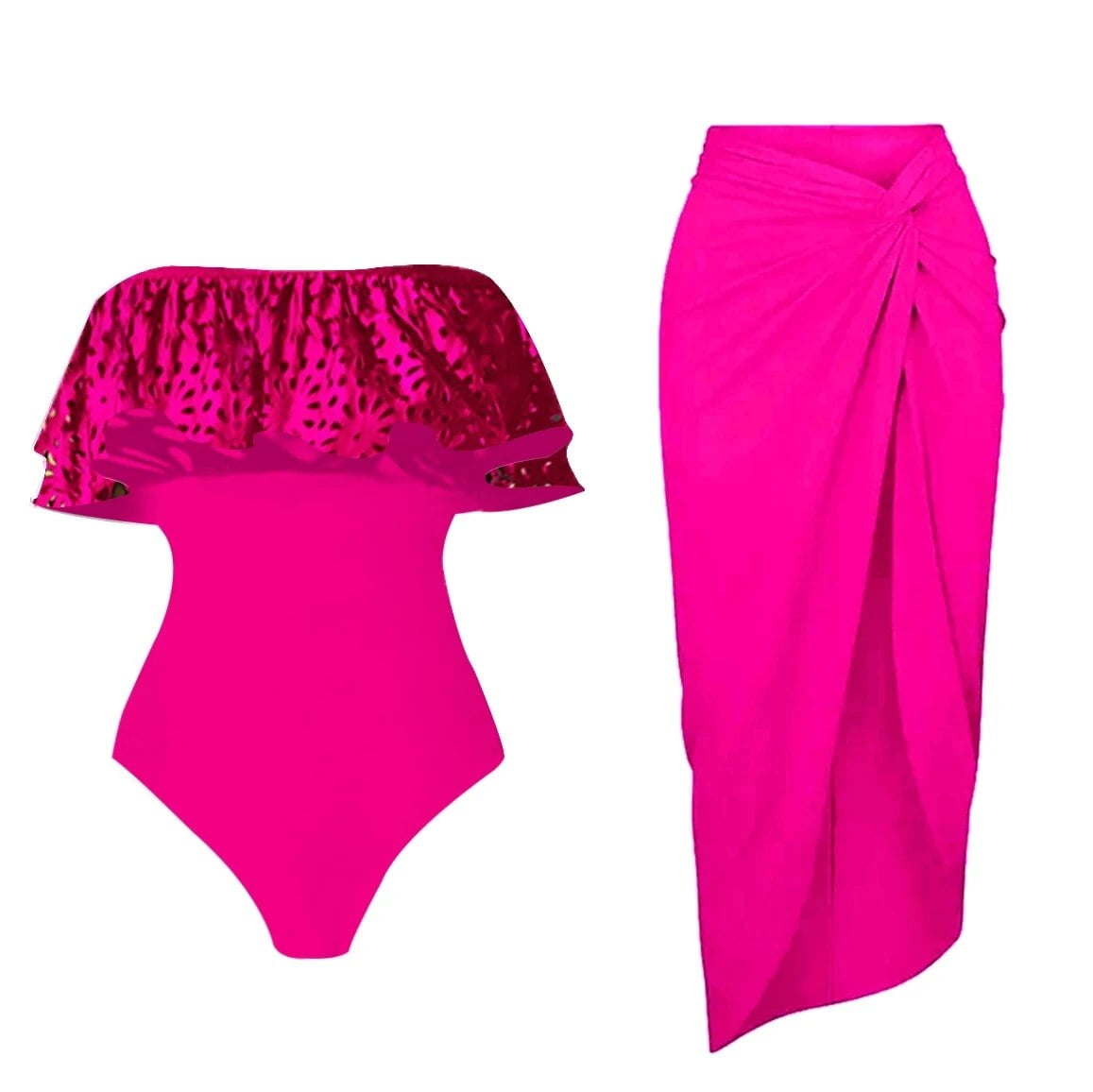 Sexy Ruffle One Piece Swimsuit Women Swimwear with Skirt Monokini Print ...