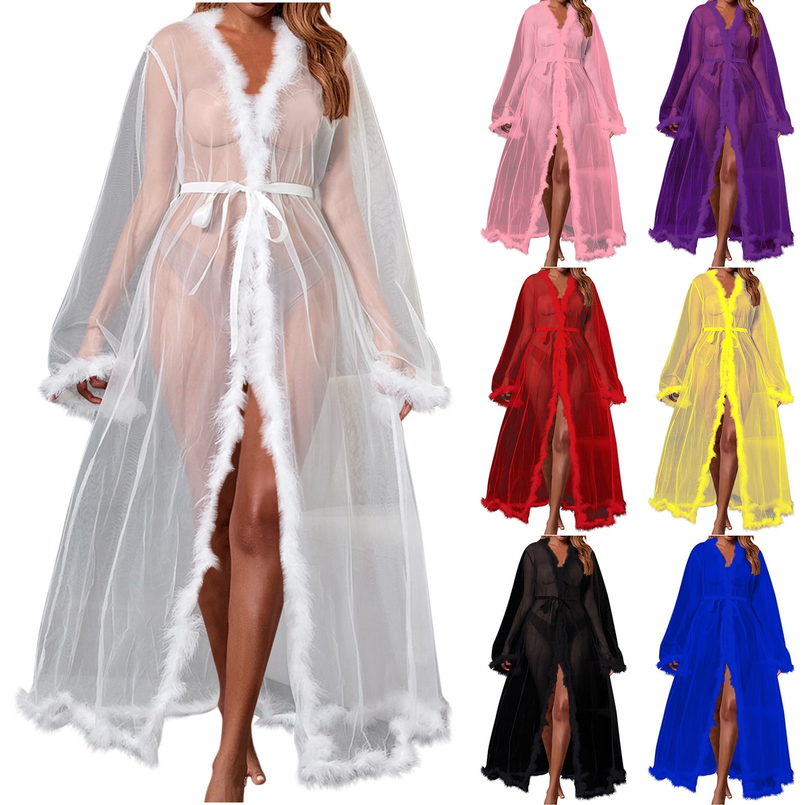 Sexy Sheer Mesh Long Nightgown for Women - Lightweight, Seamless Lace Sleepwear with Comfortable ...