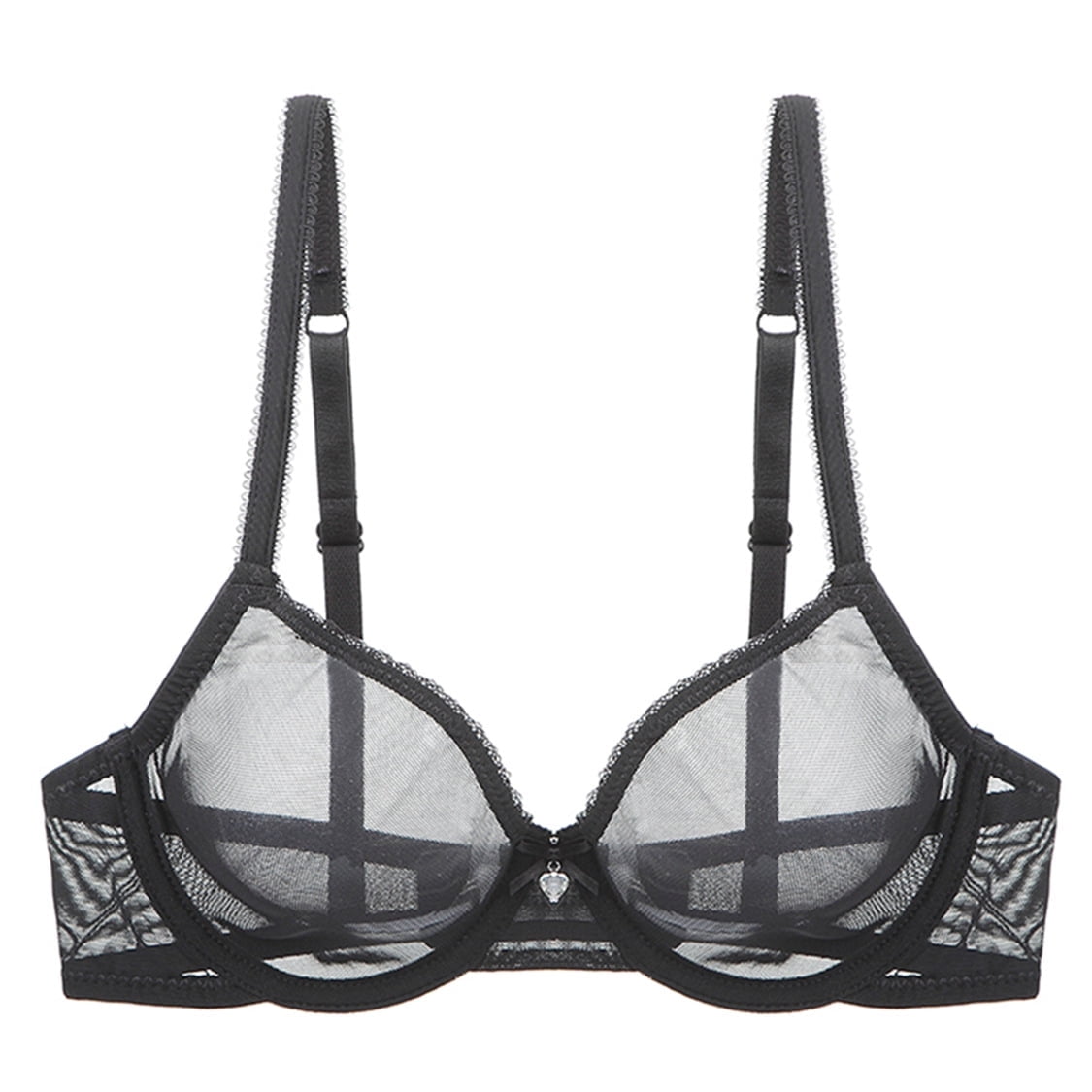 YANDW Sexy Sheer See Through Bras Unlined Underwire Lace Mesh Non ...
