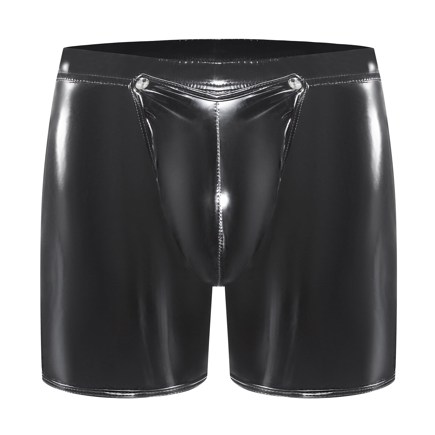 Sexy Shiny Men Boxers Open Crotch Faux Lingerie Stage U Convex Pouch ...