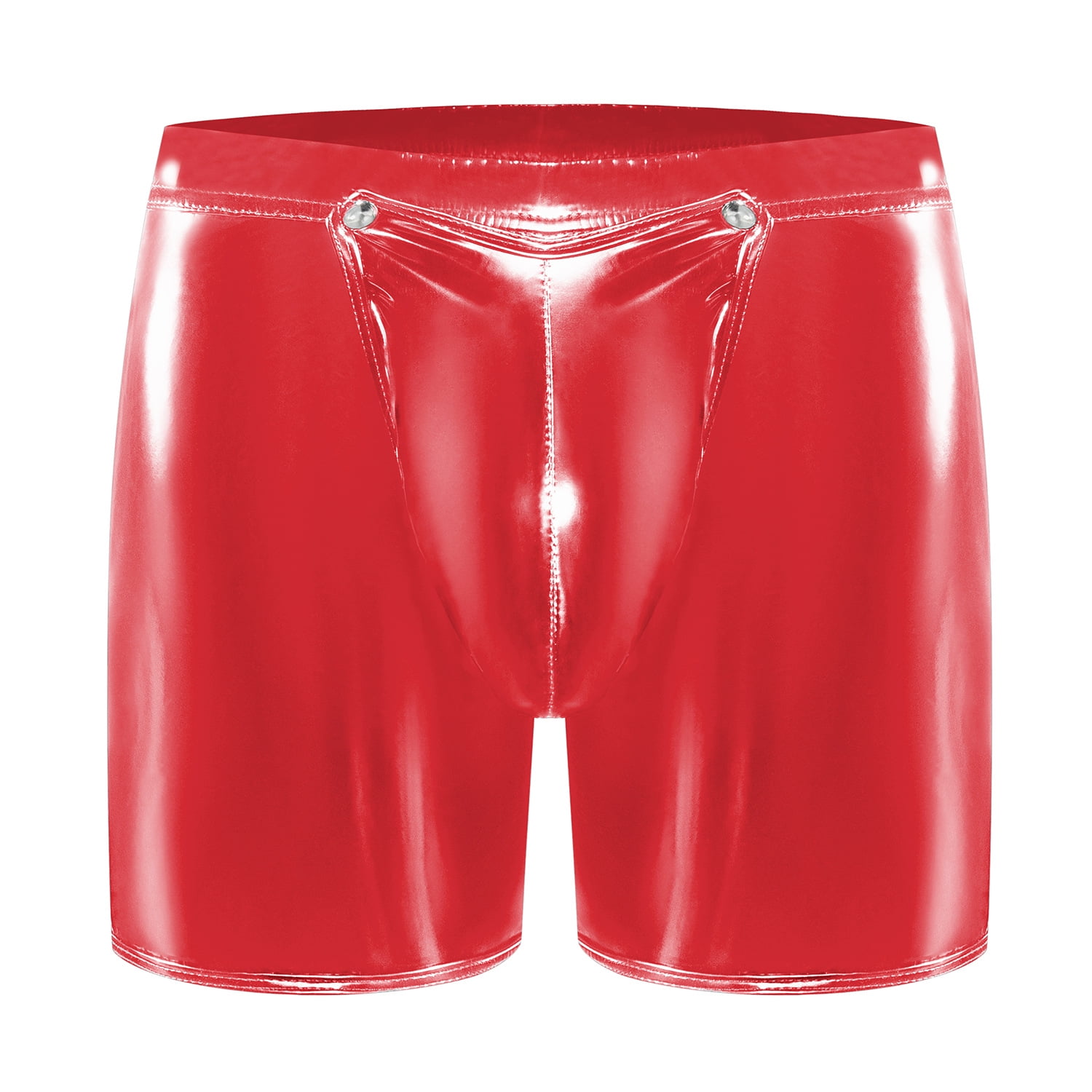 Sexy Shiny Men Boxers Open Crotch Faux Lingerie Stage U Convex Pouch ...