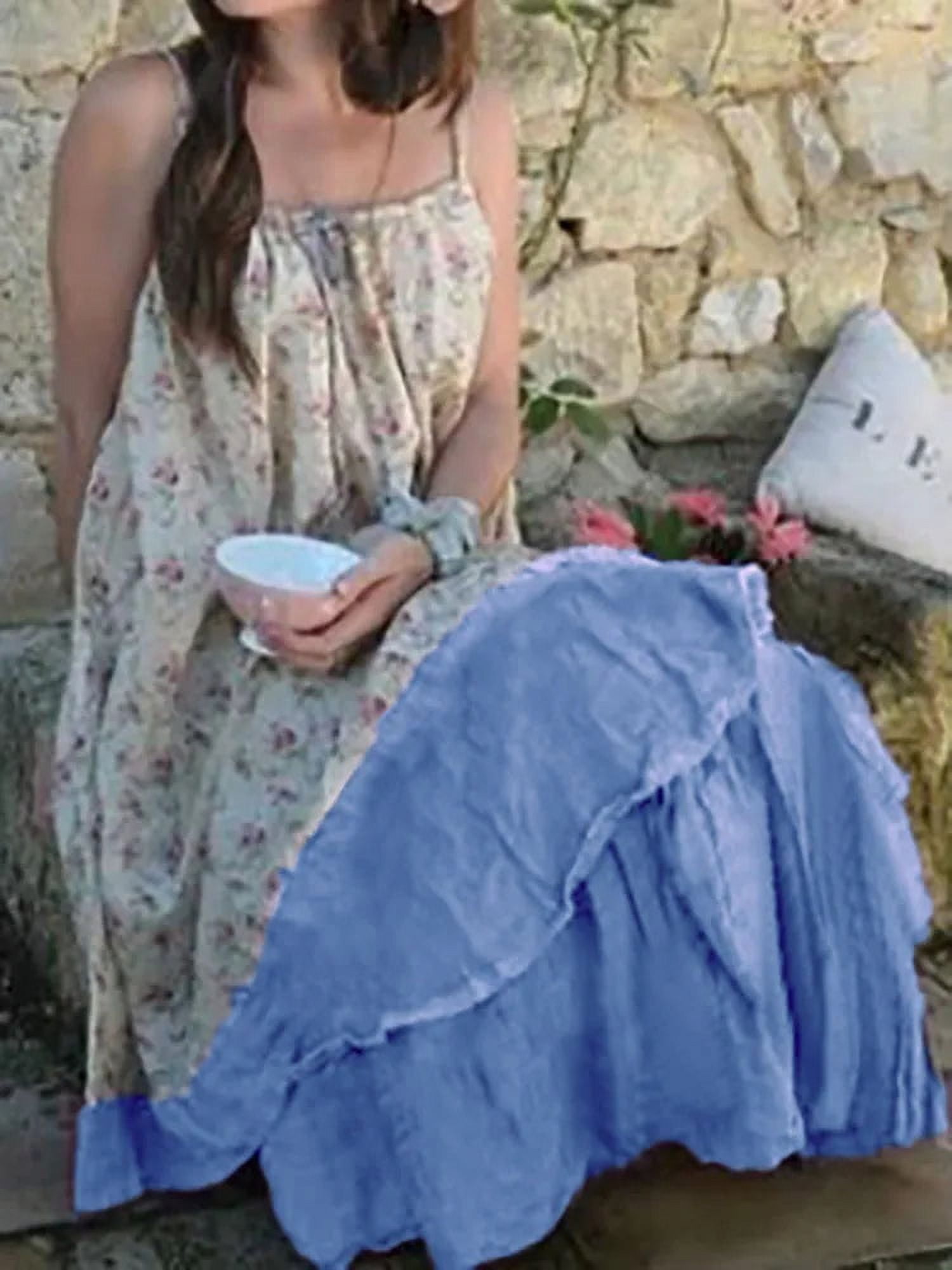 Sexy Slash Neck Party Dress Vintage Sling Boho 2 Layers Long Dress