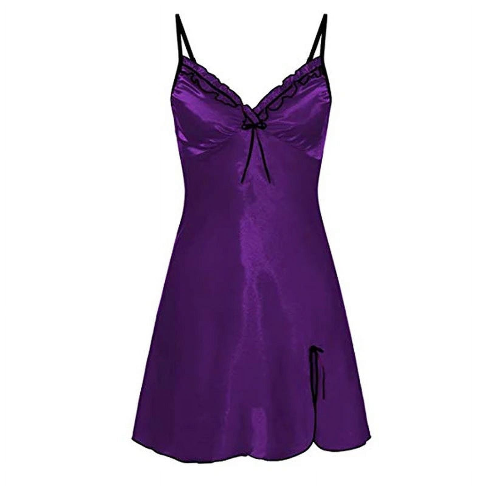 Sexy Sleepwear Women Lace Silk Satin Night Dress Sleeveless Nighties V ...