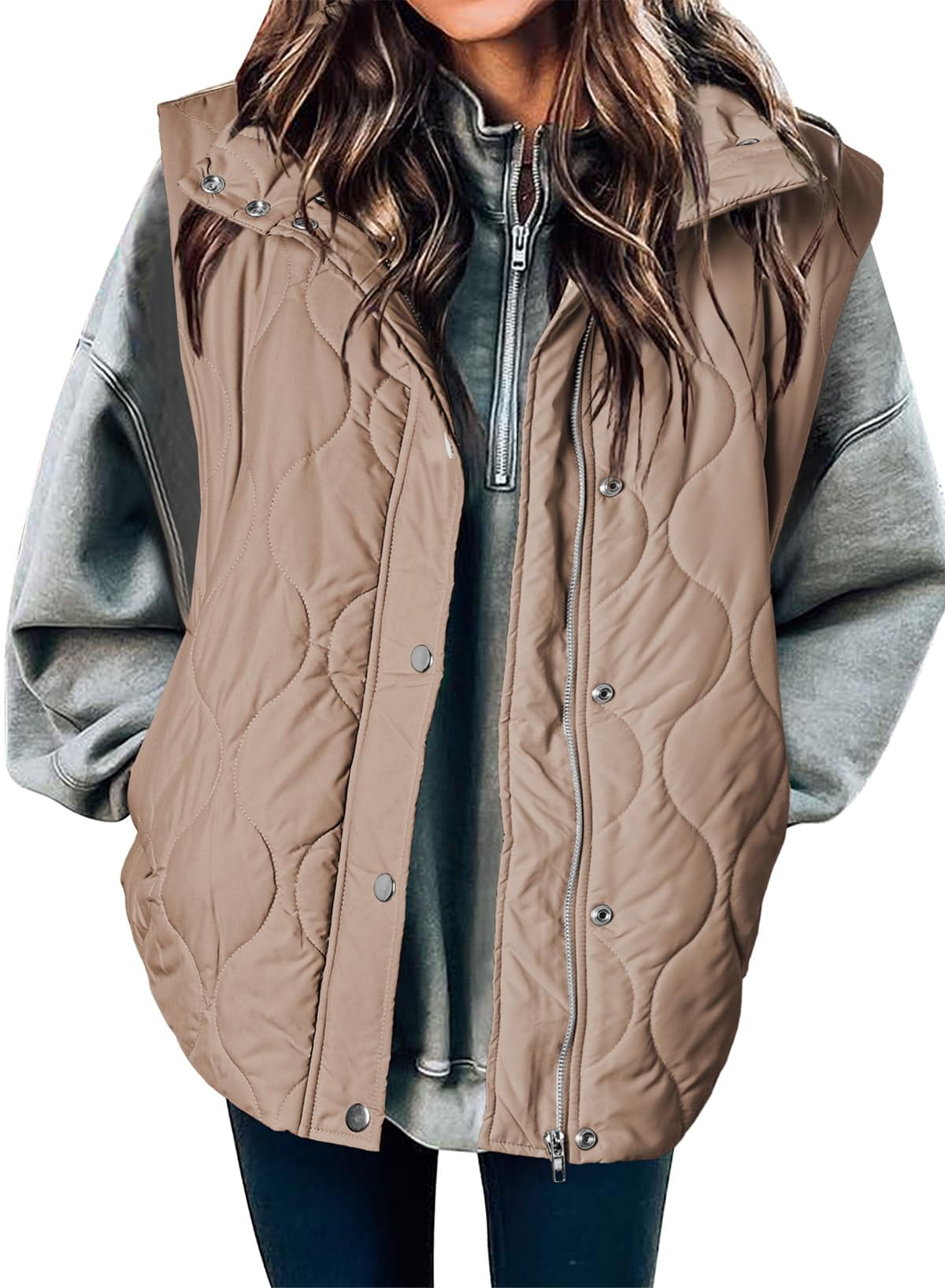 Sleeveless Fall Winter Jackets for Women Lightweight Stand Collar ...