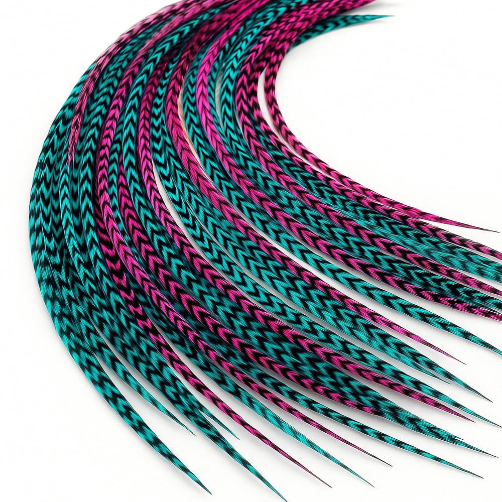 Sexy Sparkles 25 Hair Feathers Extensions Kit, 7"-13" Rooster Feathers ...