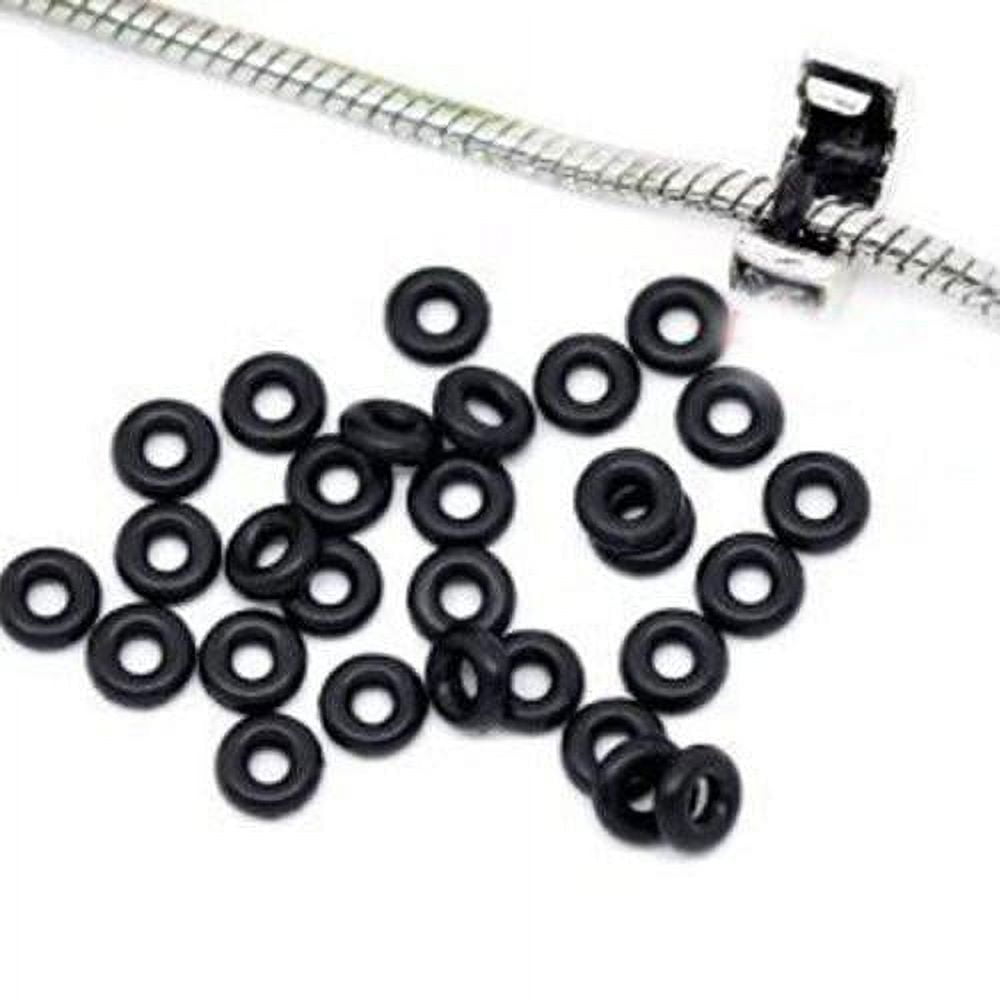 Sexy Sparkles Black Silicone Rubber Stopper Spacers Charm or Clip Over Snake Chain Charm ...