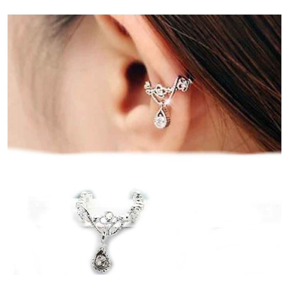 Sexy Sparkles Clear Rhinestone Ear Cuffs Earrings, Silver Plated, 11mm ...