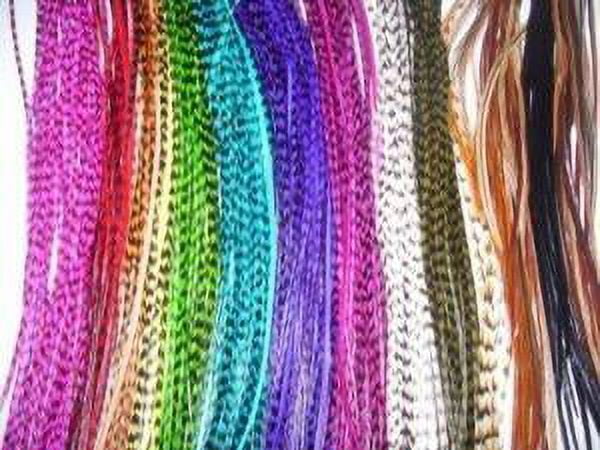 Sexy Sparkles Natural Feather Hair Extension Multi with Silicon Micro ...