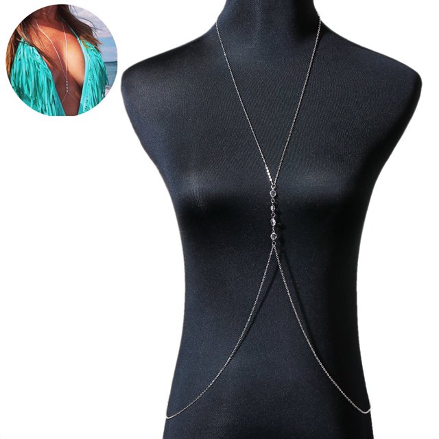 Sexy Sparkles Nickel Free Bikini Beach Crossover Harness Necklace Waist