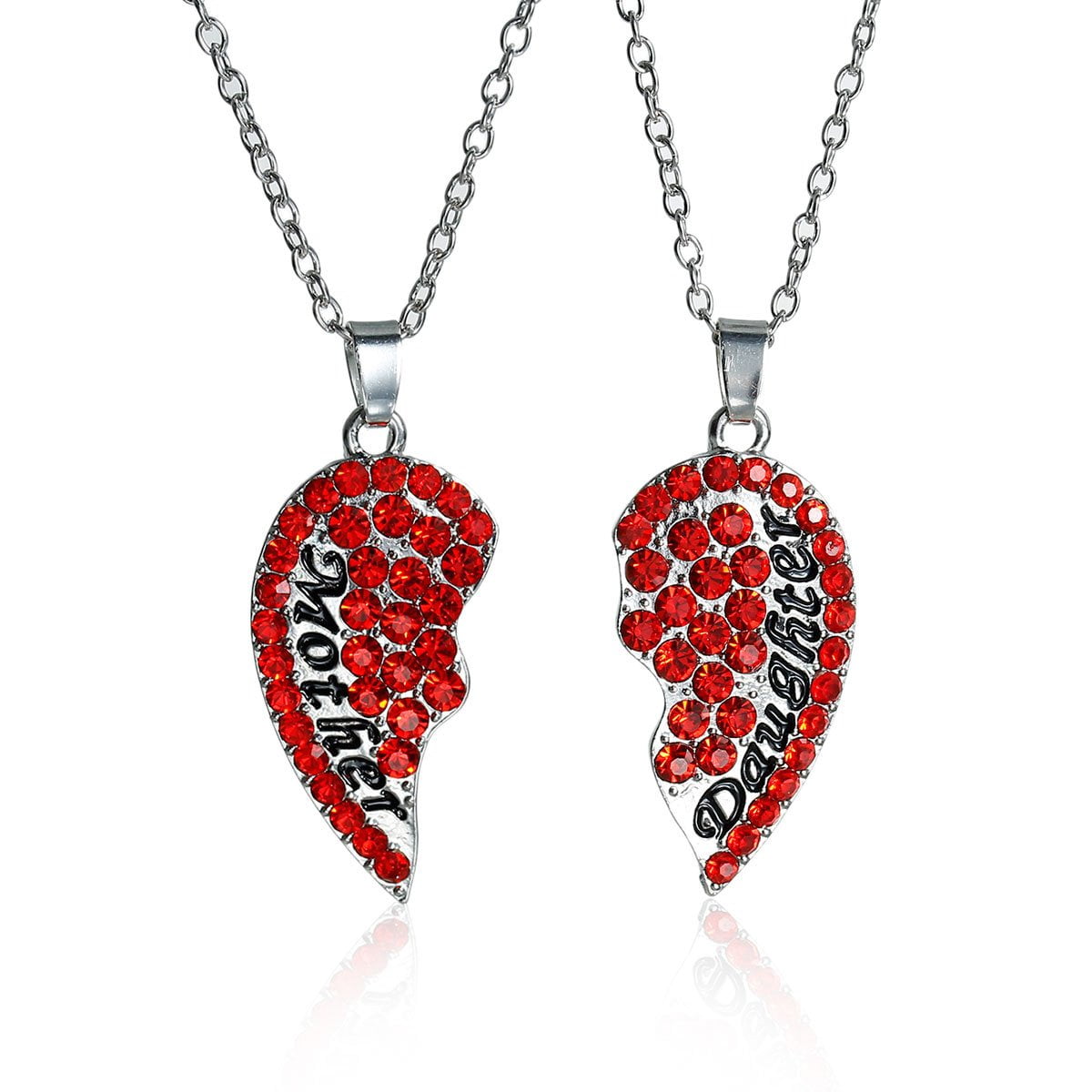 Sexy Sparkles Red Rhinestone Necklace Long Link Cable Chain Silver Tone ...