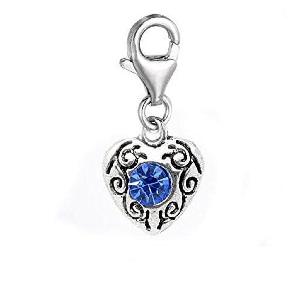 Sexy Sparkles Silver Plated Base Metal Charm September Birthstone Heart ...