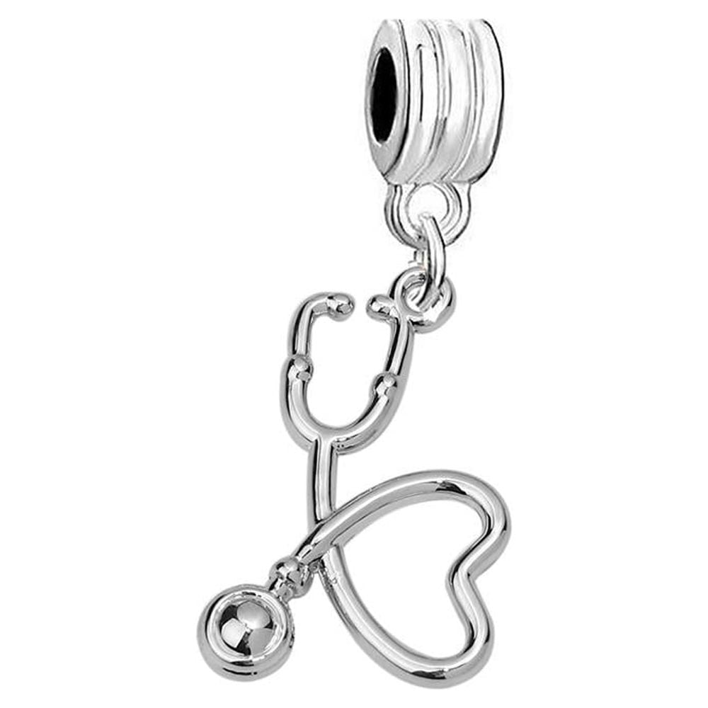 Sexy Sparkles Stethoscope Charm European Dangling Doctor, Nurse Charm Spacer for Snake Chain ...
