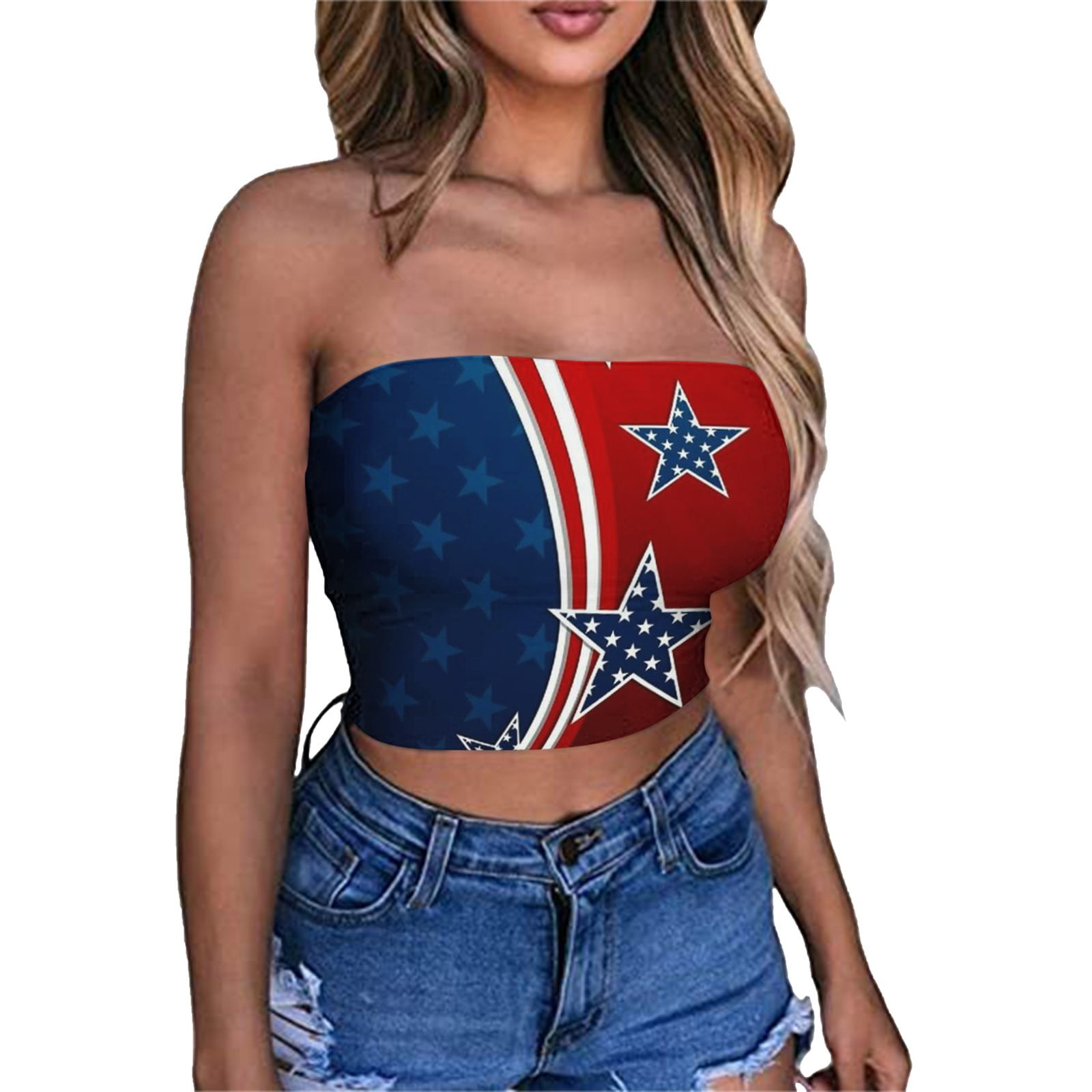 Sexy Tank Tops For Women Women Sexy Printing Crop Top Strapless Bandeau