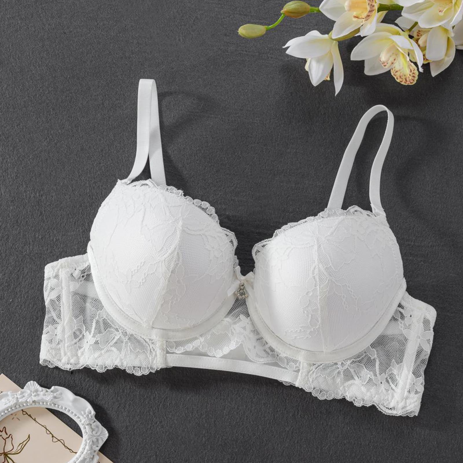 Sexy Top Holder Gathers Half Cup Lace Bra With Steel Rim To Expansion ...