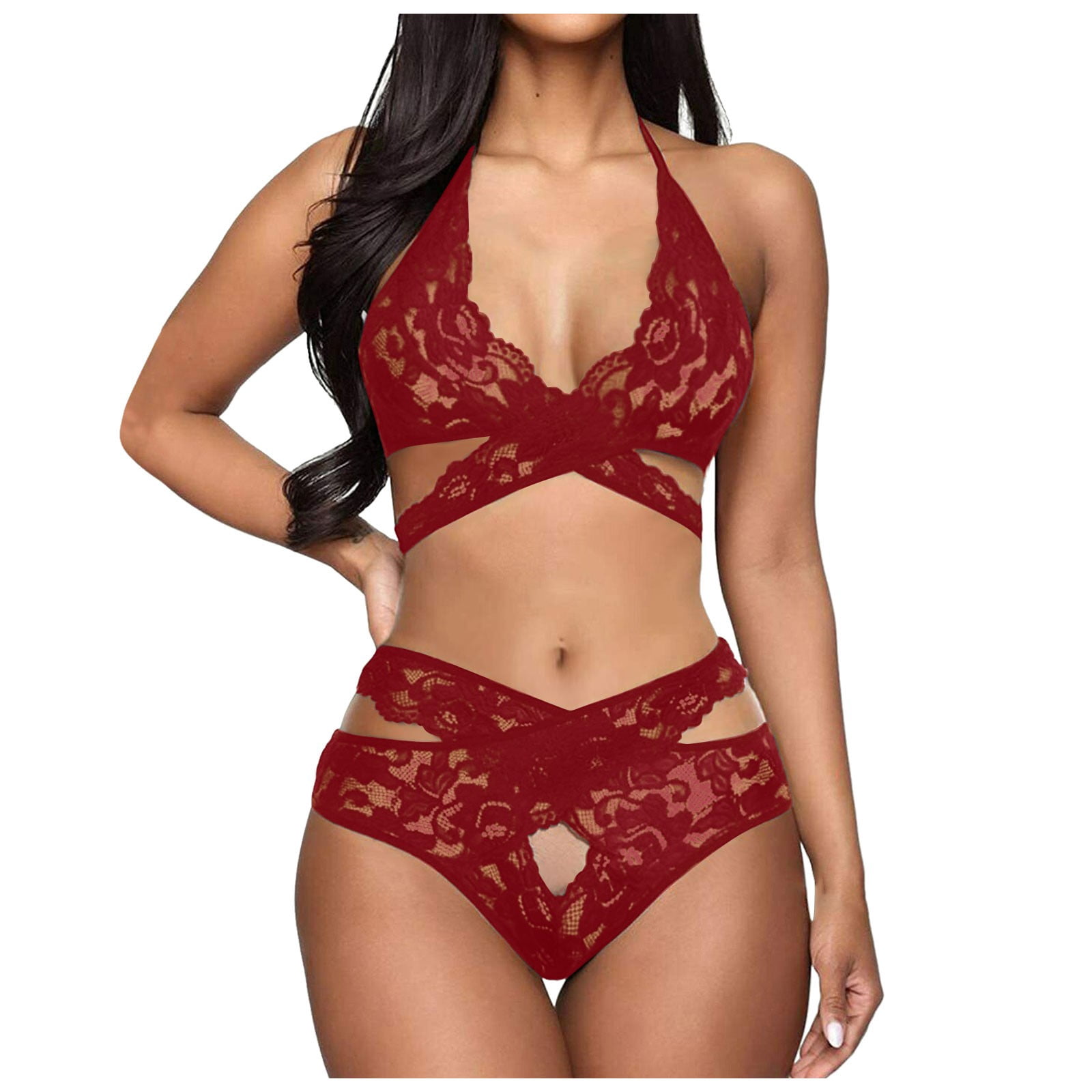 Sexy Underwear Red Lingerie Set Kawaii Lingerie Booty Shorts For Women