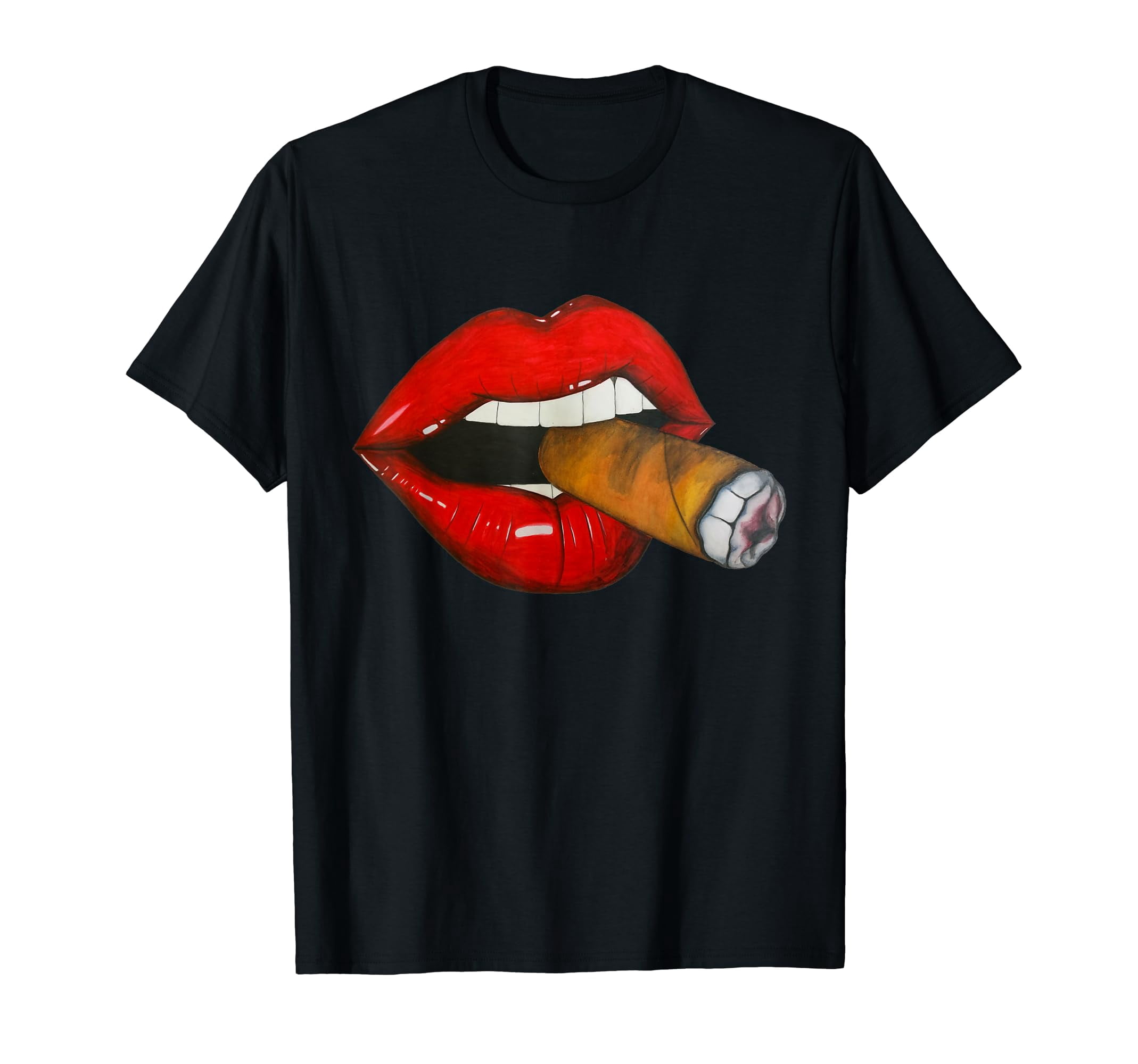 Sexy Women Smoking Cuban Cigar Red Lips Smoking T-Shirt - Walmart.com