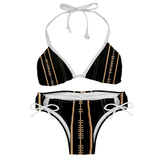 Sexy Women's String Bikini Set American Football Stripe Print Two Piece ...