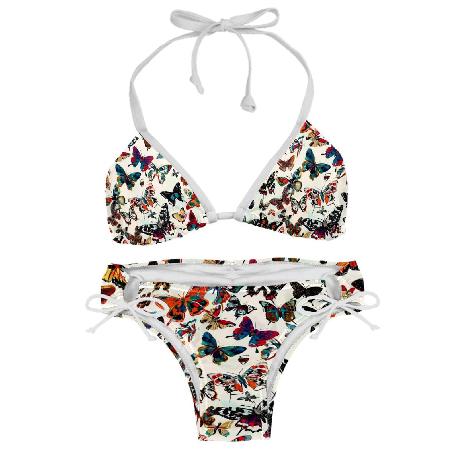 Sexy Womens String Bikini Set Cool Butterflies Print Two Piece
