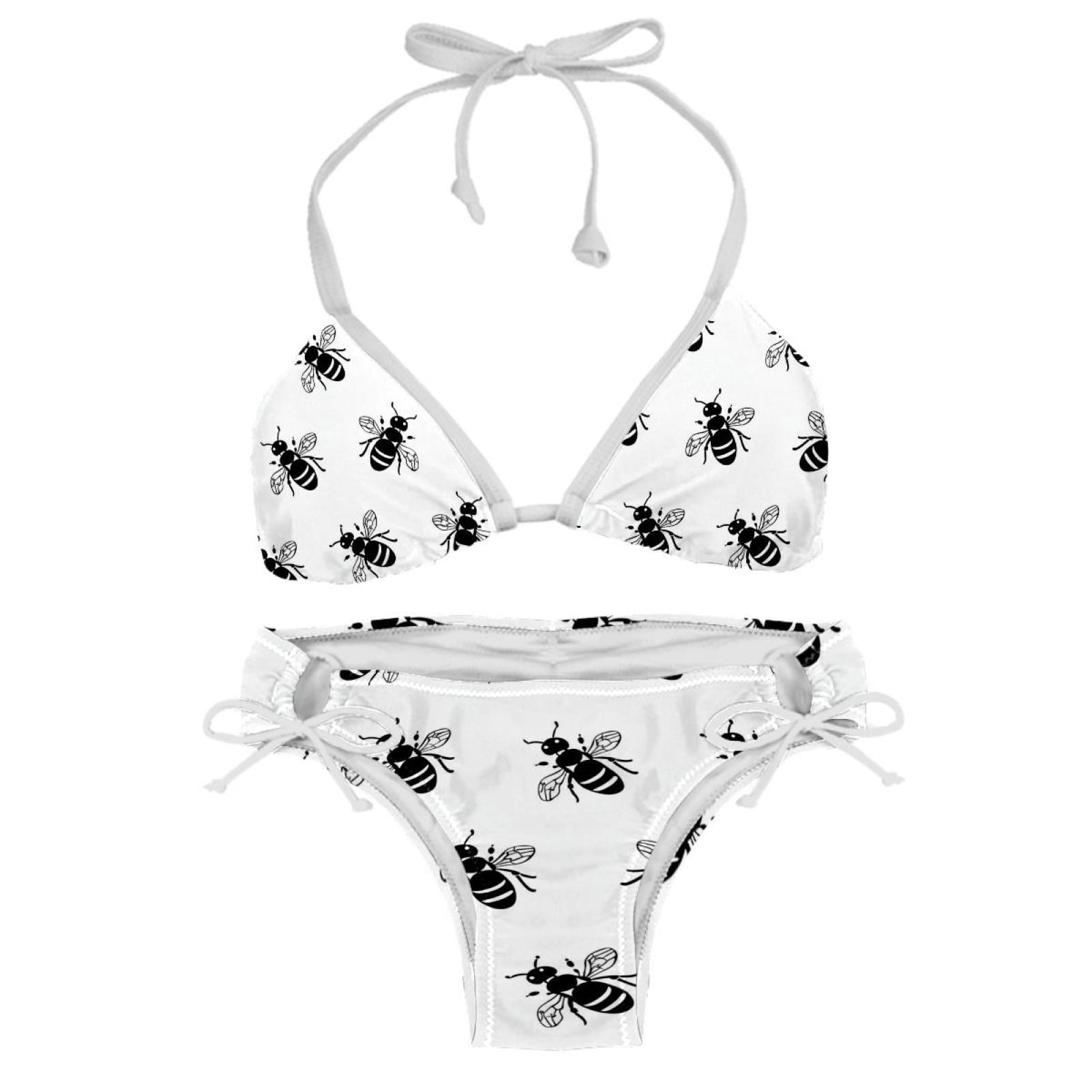 Sexy Women's String Bikini Set Cute Little Bees Print Two Piece ...