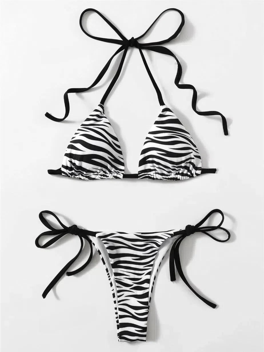 Sexy Zebra Print Micro Bikini 2024 Women Swimsuit Female Swimwear Thong String Bikinis Set