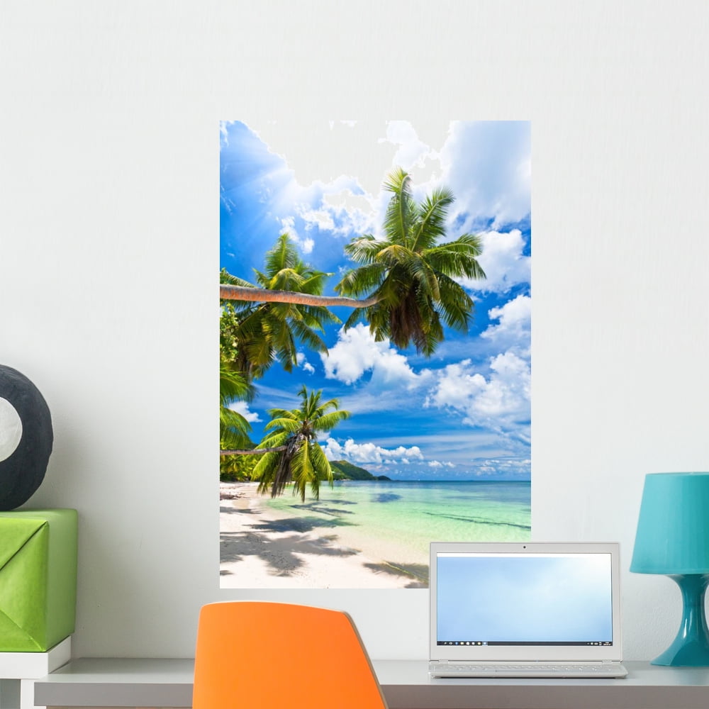 Seychelles Beach Coconut Wall Mural by Wallmonkeys Peel and Stick ...