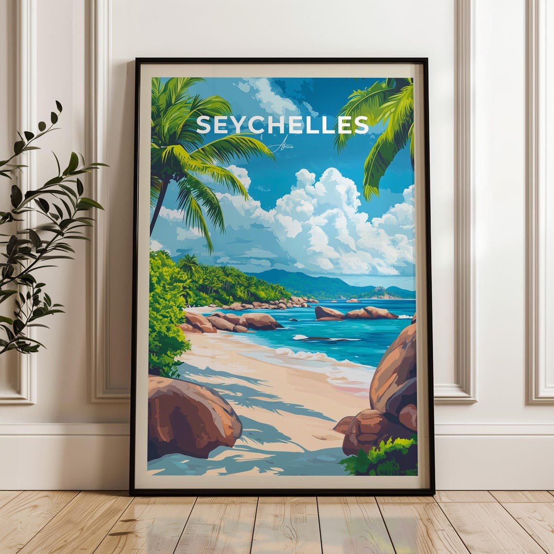 Seychelles Travel Poster, East Africa Wall Art Print, Island ...