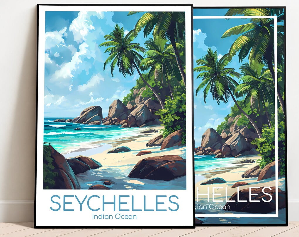 Seychelles Travel Poster Seychelles Poster Wall Art Indian Ocean ...