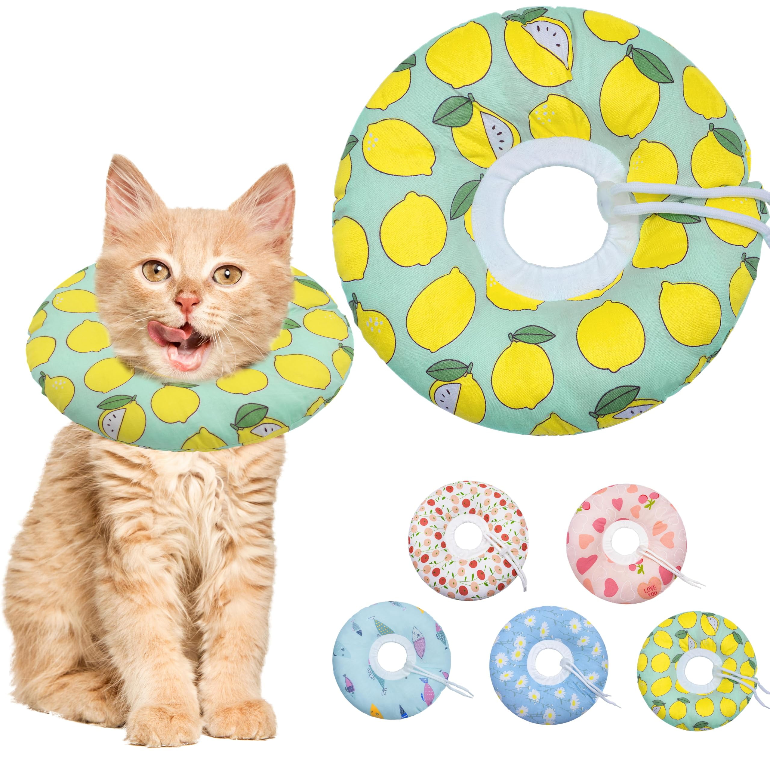 Seyezo Cat Cone Collar Soft, Adjustable Cat Recovery Collars Kitten Cones to Stop Licking, Cute ...