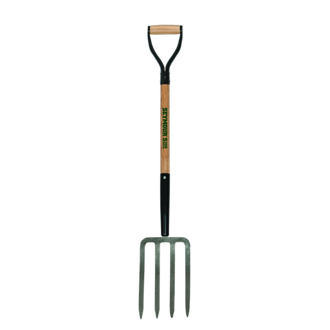 Seymour S300 DuraLite 4 Tine Steel Spading Fork, 31 in. Wood D-Handle ...