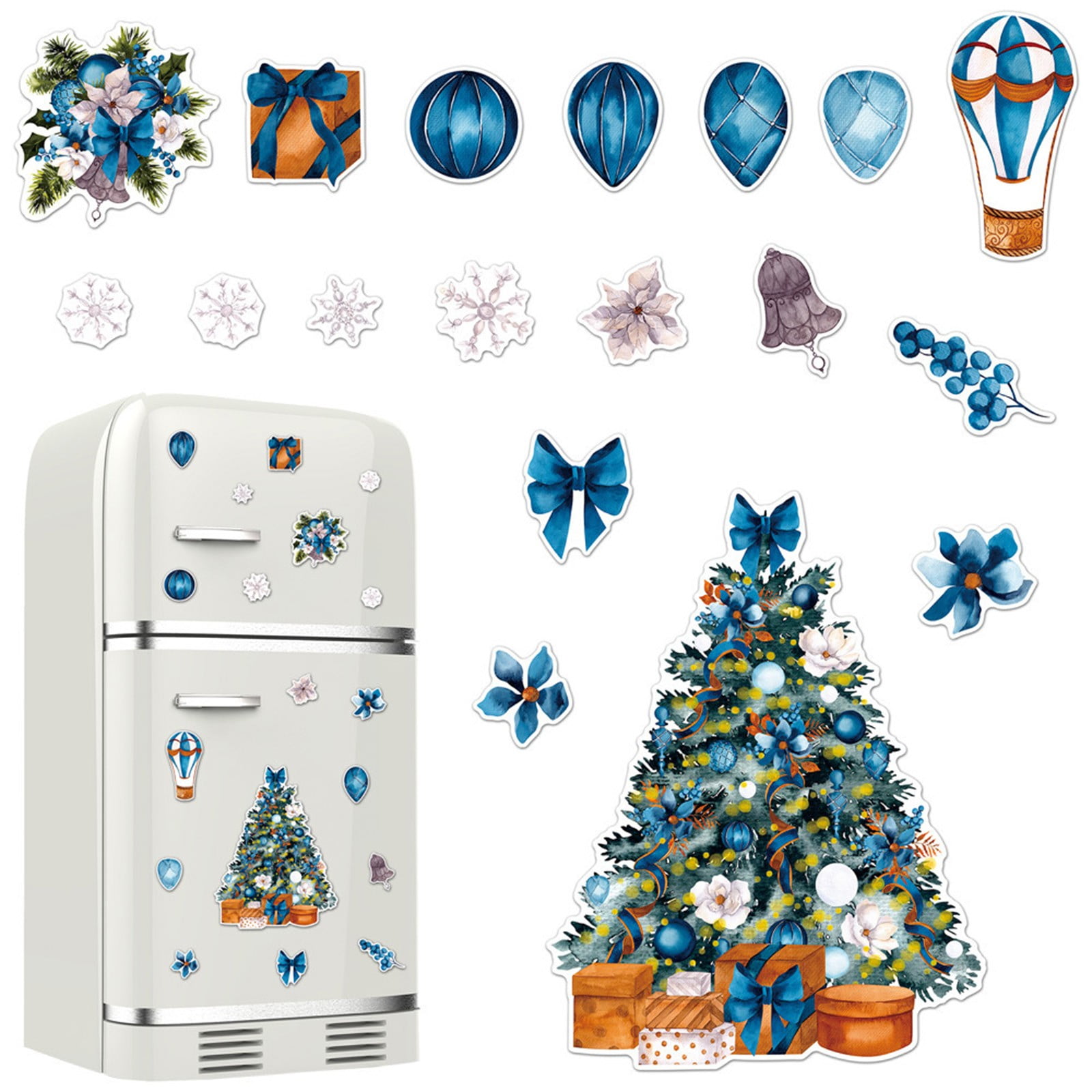 Seyotauo 18 Pcs Winter Magnets Decoration Blue Winter Kitchen Door ...