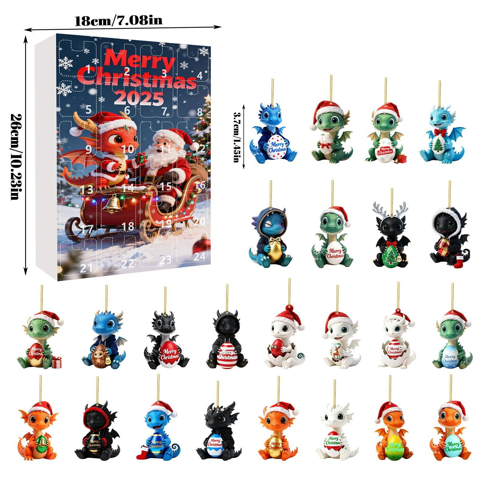 Seyotauo 24 Days The Dragon with Santa Advent Calendar 2025-24 Days of ...