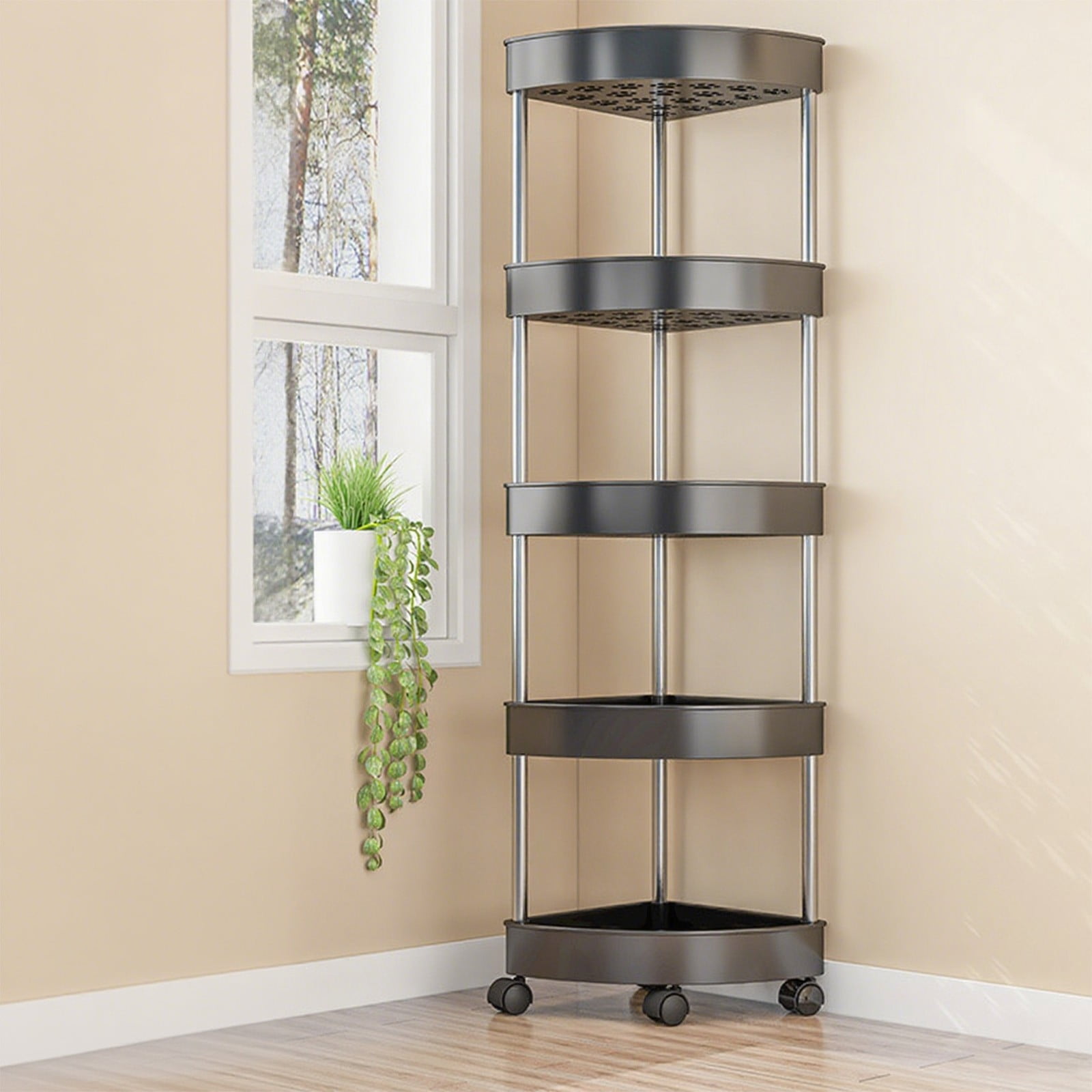 Seyotauo 5-Tier Rolling Utility Cart with Drawer,Multifunctional ...
